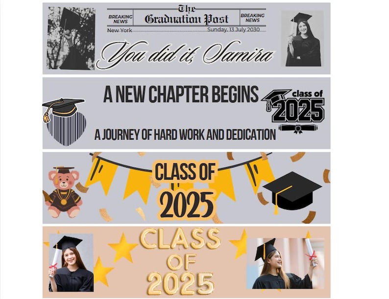 News Paper Graduation Chip Bag/water Bottle Canva Template, Graduation ...