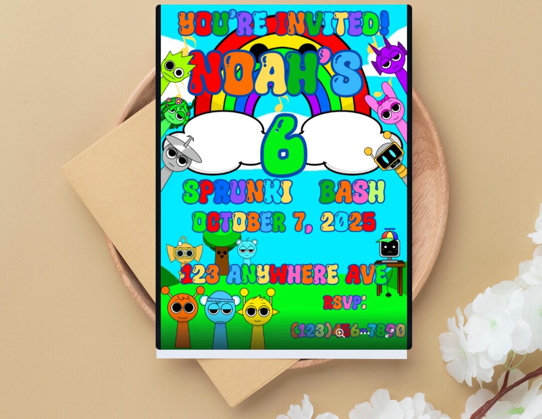 Sprunki Party Invitation Template | Editable on Canva Sprunki Party ...