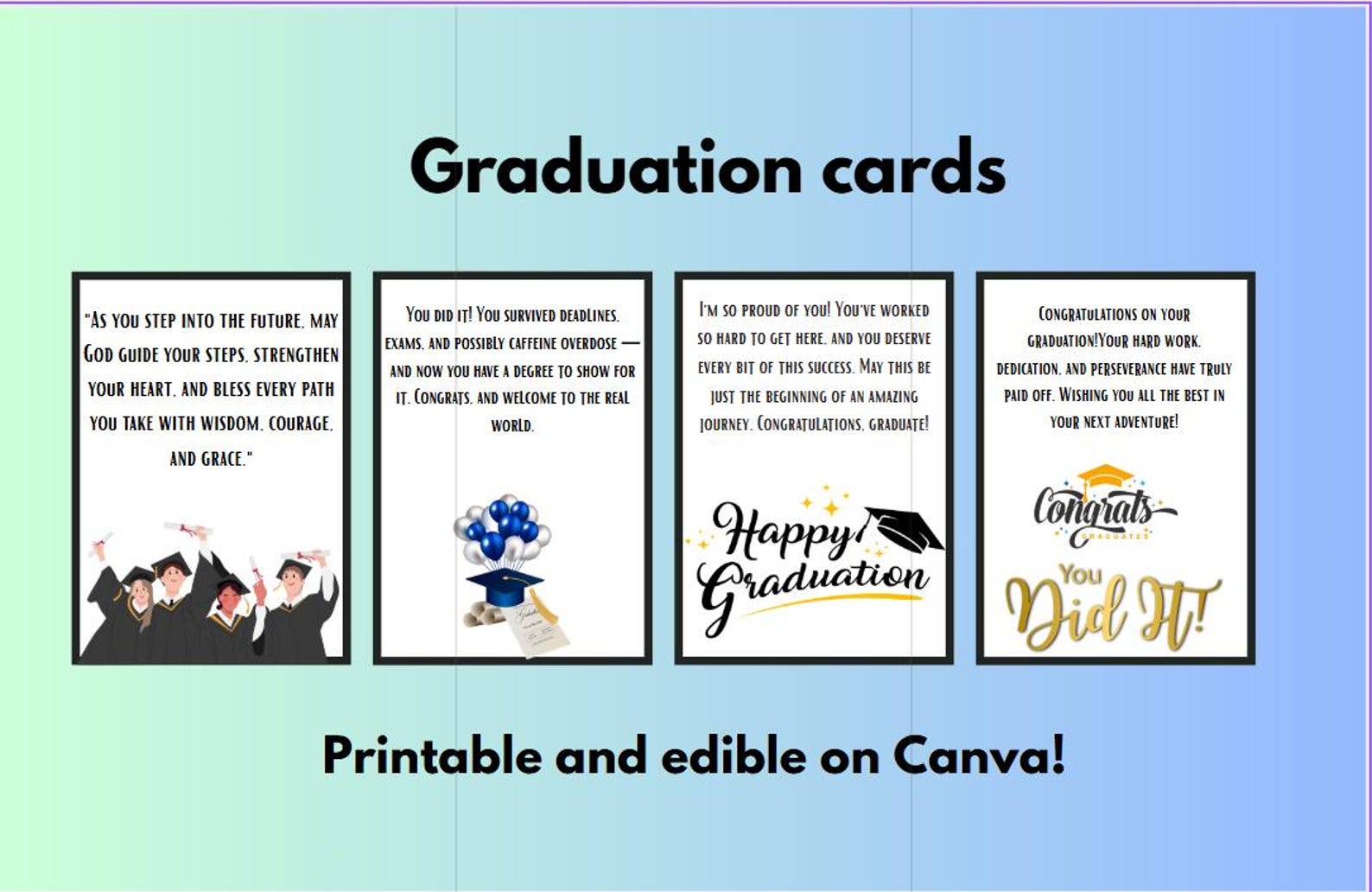 Printable/editable 16 Graduation Gift Card Book Last Minute Gift for ...