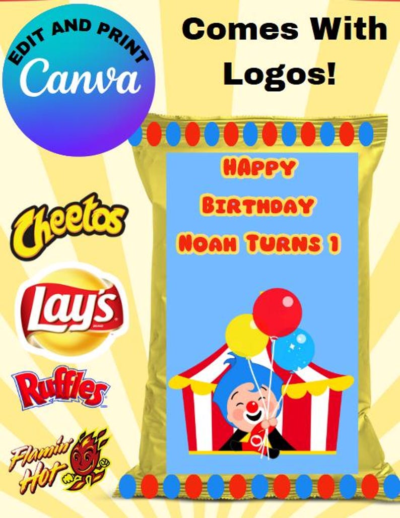 DIGITAL FILE | Clown/ Plim plim Water Bottle Labels | Printable Labels ...