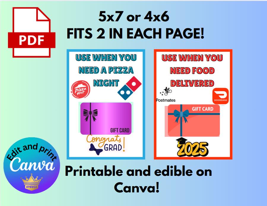 Printable/editable 16 Graduation Gift Card Book Last Minute Gift for ...