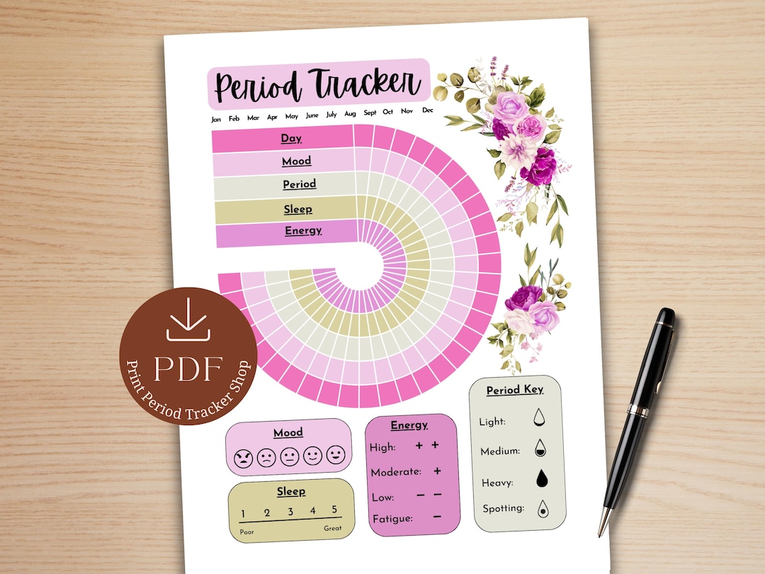 Printable Period Tracker, Cycle Tracker, Menstrual Tracker, Fertility ...