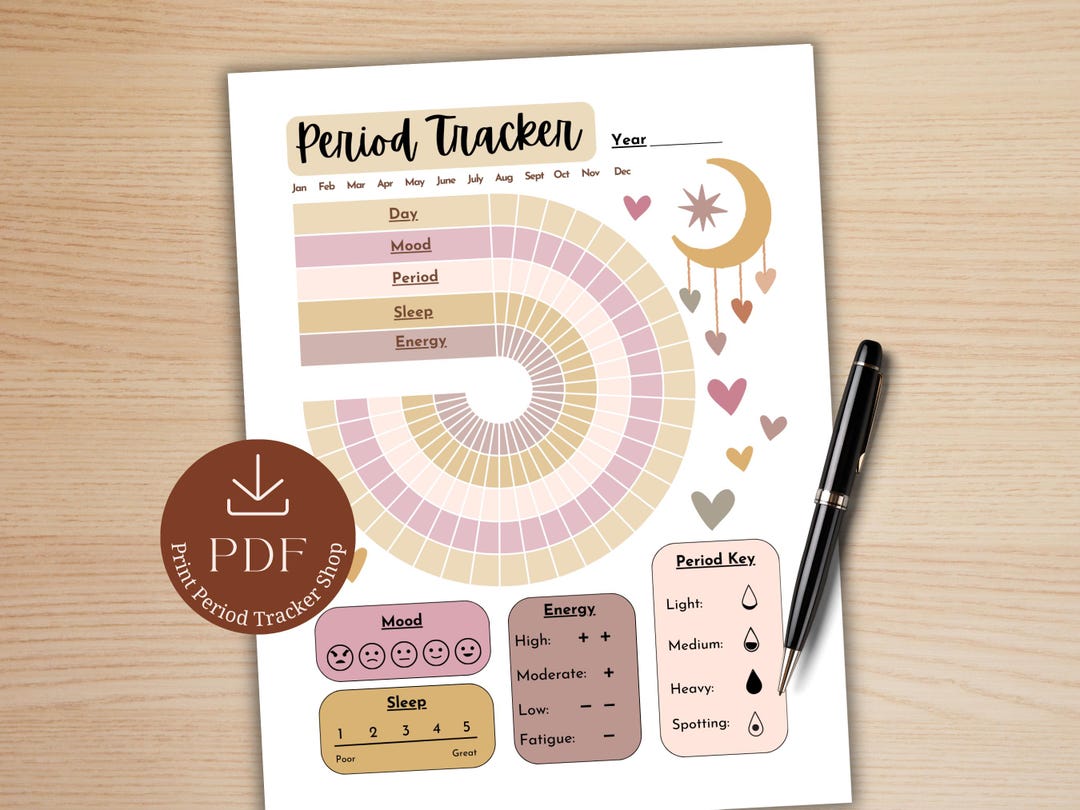 Printable Period Tracker, Cycle Tracker, Menstrual Tracker, Fertility ...