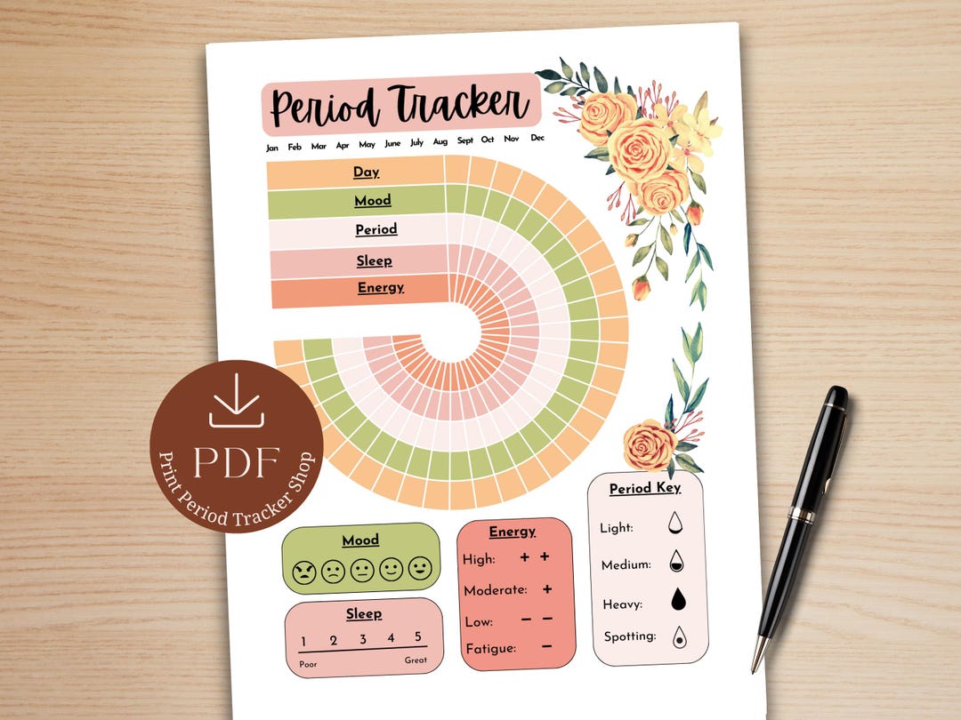 Printable Period Tracker, Cycle Tracker, Menstrual Tracker, Fertility ...