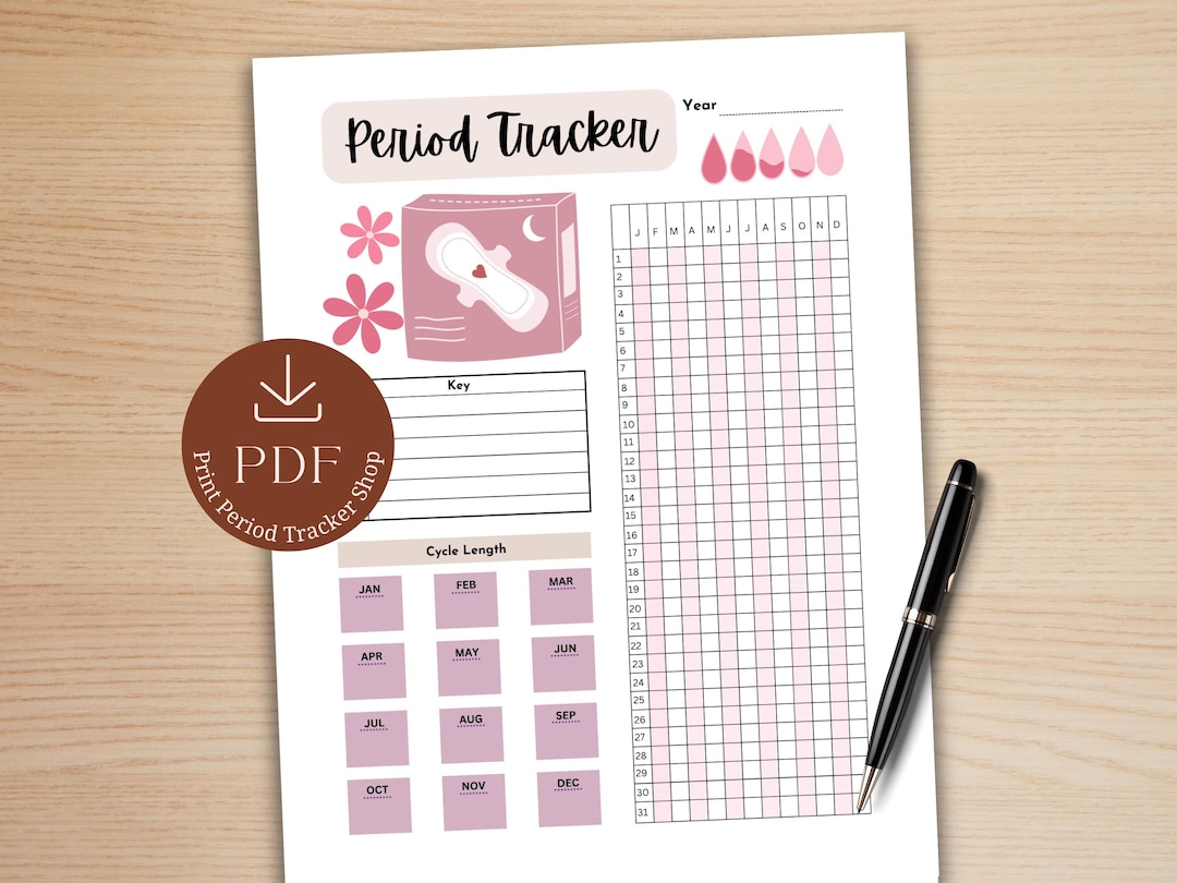 Printable Period Tracker, Cycle Tracker, Menstrual Tracker, Fertility ...