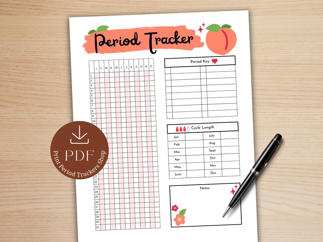Printable Period Tracker, Cycle Tracker, Menstrual Tracker, Fertility ...