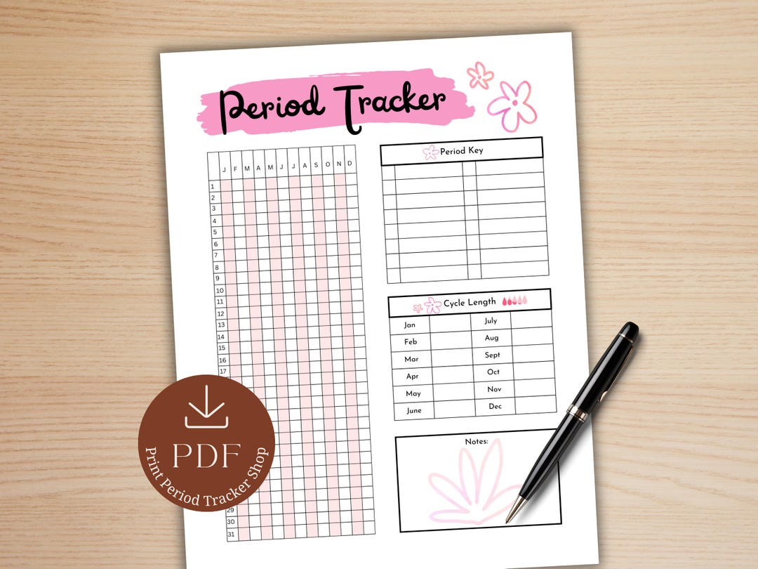 Printable Period Tracker, Cycle Tracker, Menstrual Tracker, Fertility ...