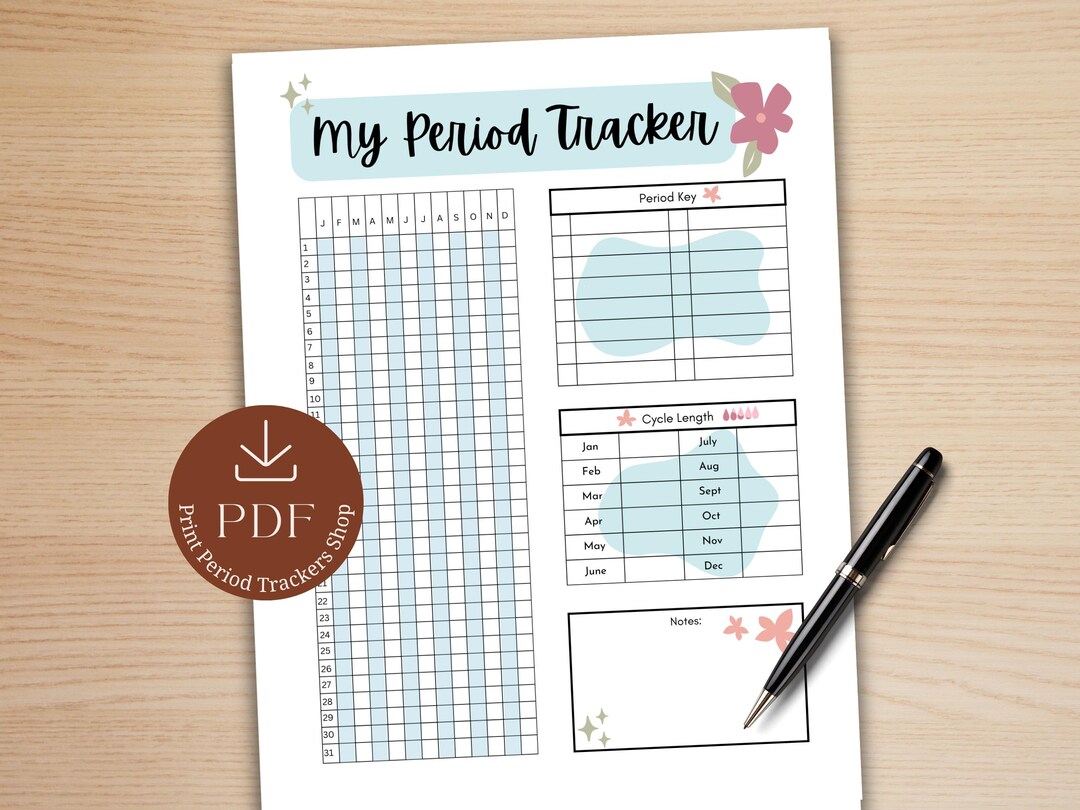 Printable Period Tracker, Cycle Tracker, Menstrual Tracker, Fertility ...