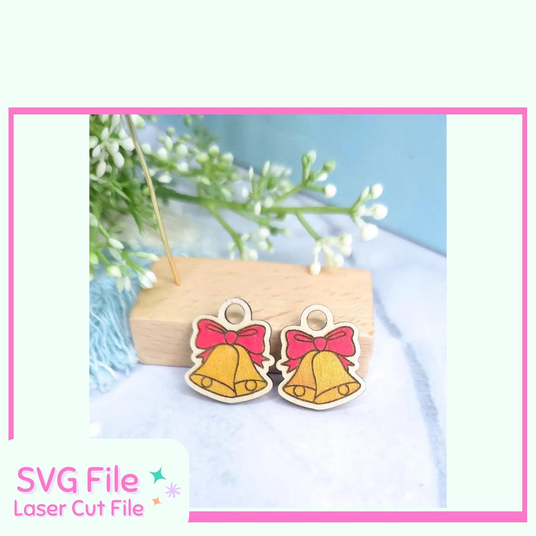 Christmas Bell Earrings SVG File, Holiday Laser Cut Design, Festive ...