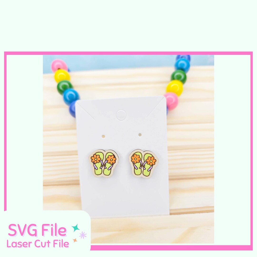 Flip Flop Earring SVG File, Summer Sandal Earrings, Laser Cut Earrings ...