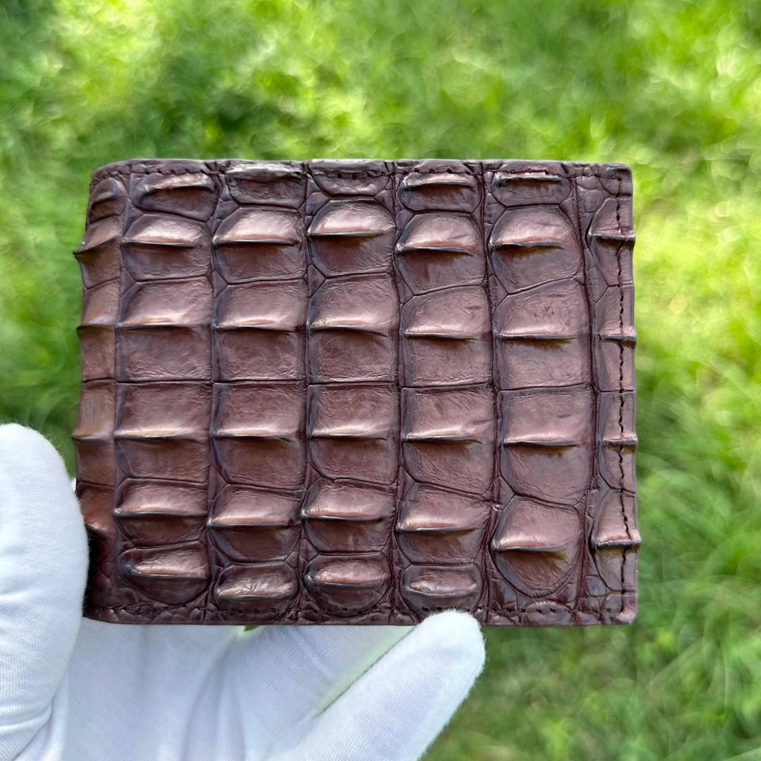 Handmade Brown Crocodile Leather Wallet | Genuine Crocodile Back Skin ...