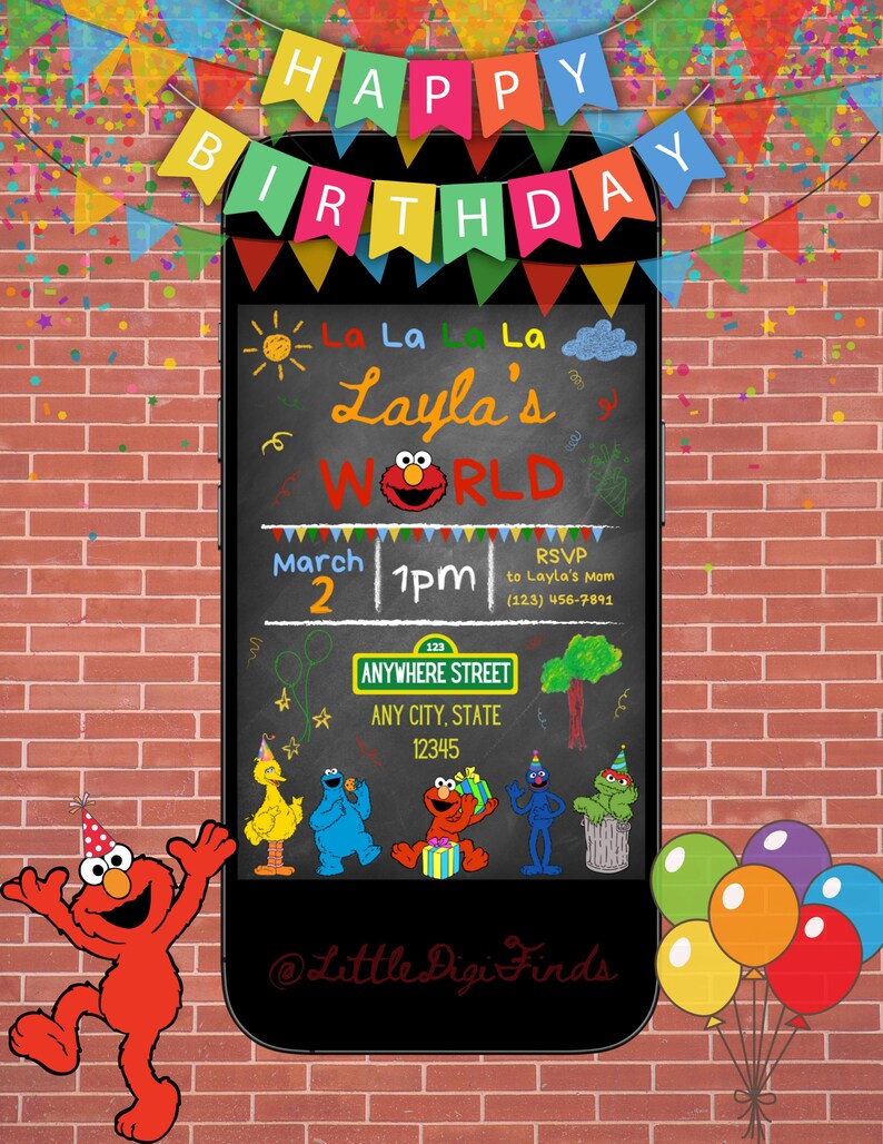 Editable Elmo's World Birthday Invitation | Sesame Street Birthday ...