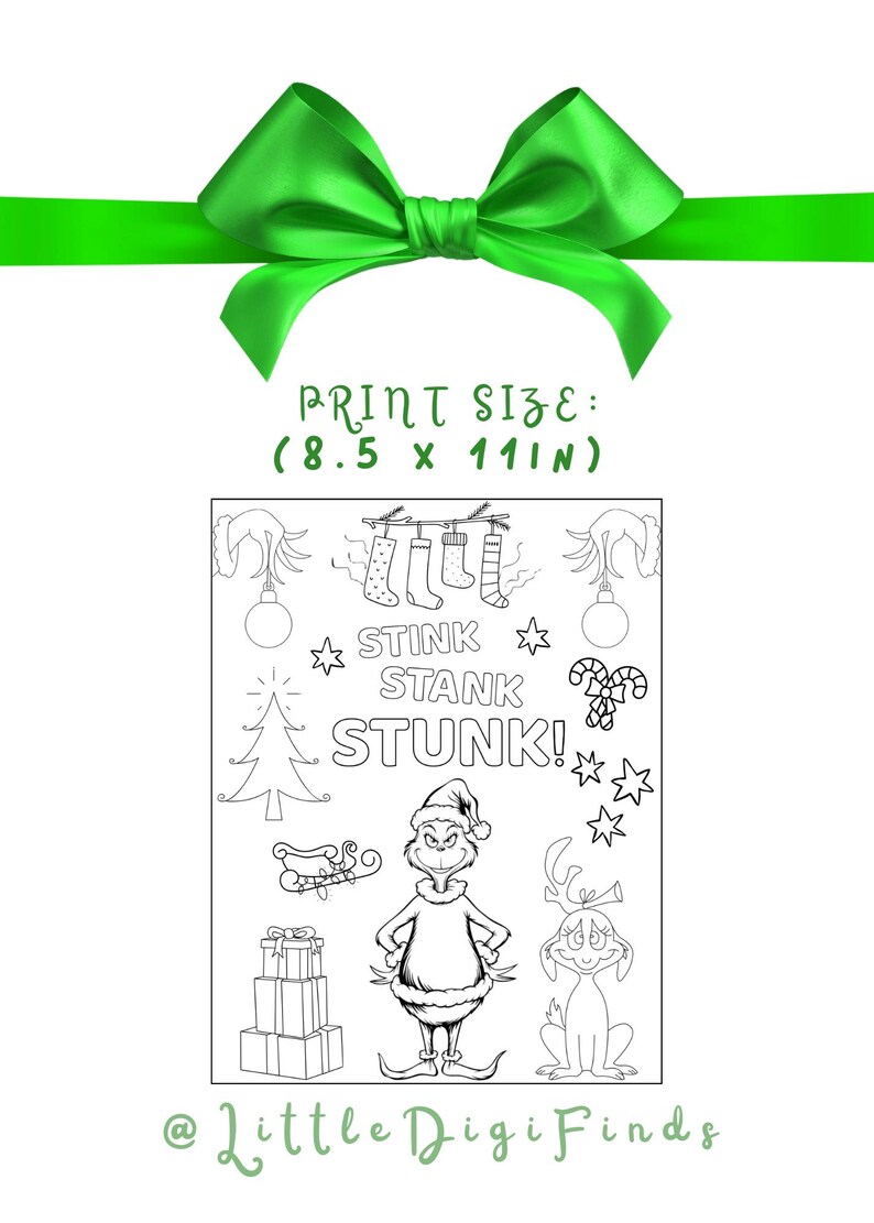 Grinch Coloring Page Prints Fun Christmas Activity Sheet the Grinch ...