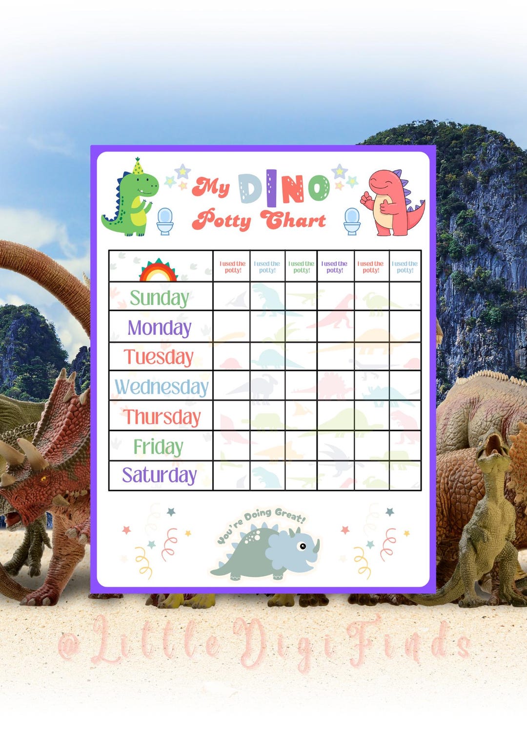 Dinosaur Potty Training Chart | Potty Training Tracker | Digital ...