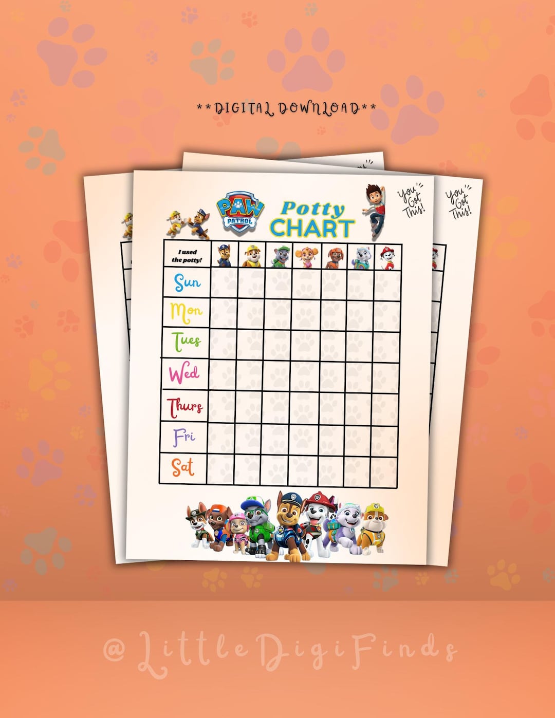 Paw Patrol Potty Training Chart Toddler Potty Tracker Potty Chart for ...