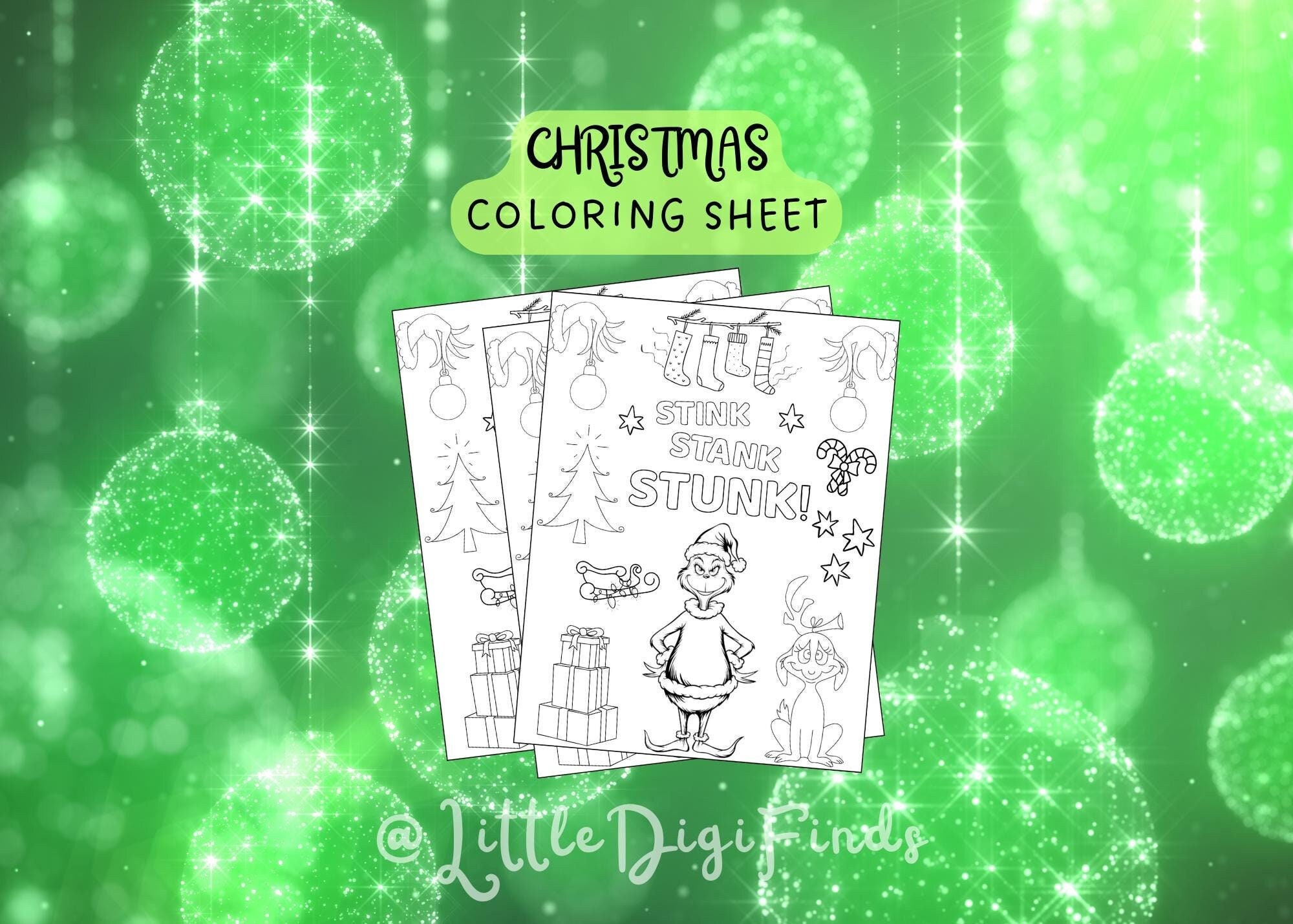 Grinch Coloring Page Prints Fun Christmas Activity Sheet the Grinch ...