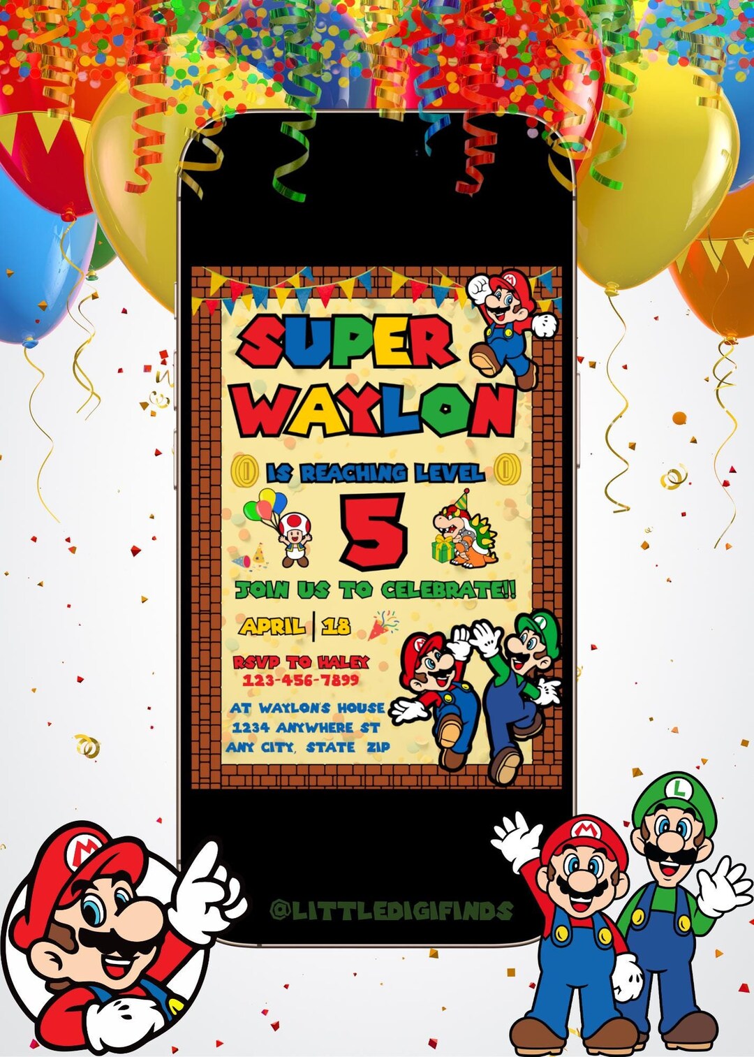 Editable Super Mario Birthday Party Invitation | Instant Download ...