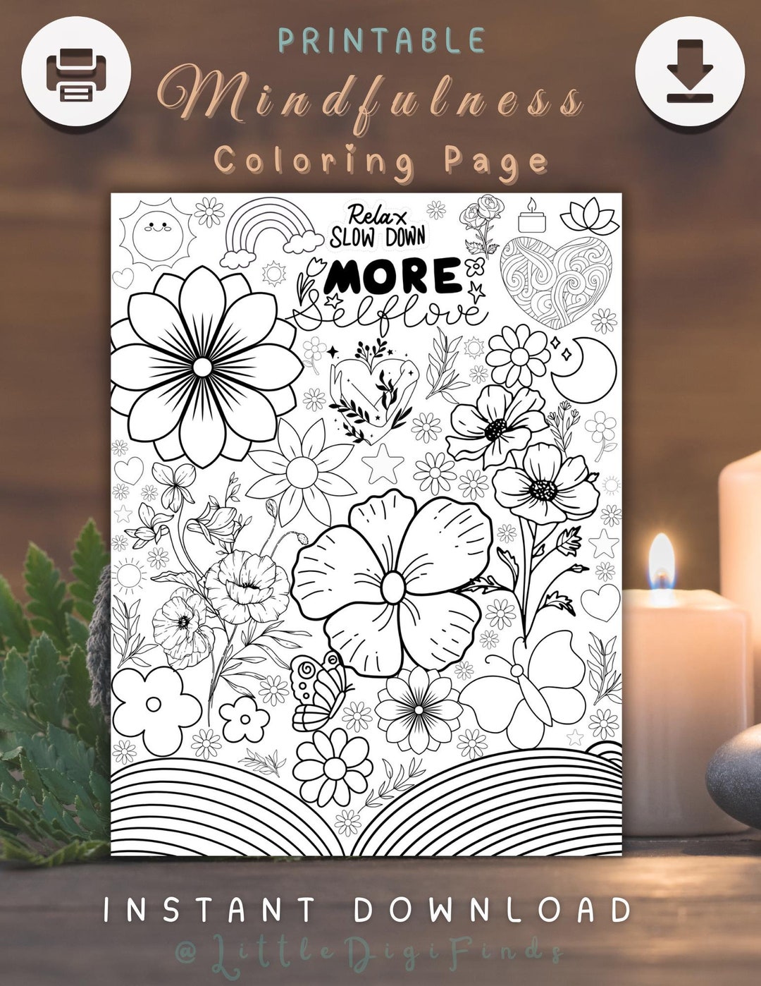 Printable Mindfulness Coloring Page | Calming Activity | Self Care ...