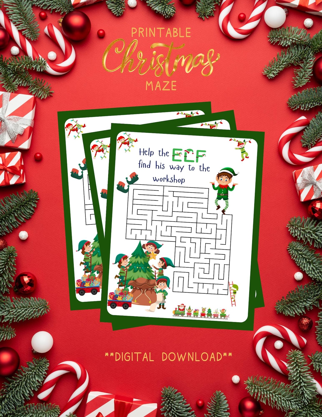 Christmas Maze | Elf Maze | Christmas Activity Worksheet | Christmas ...