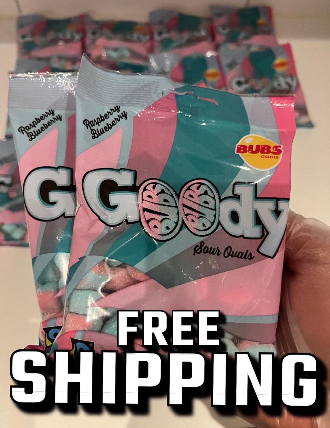 Bubs Goody Sour Ovals Raspberry/blueberry 2 X 90g 3.2 Oz FREE SHIPPING ...