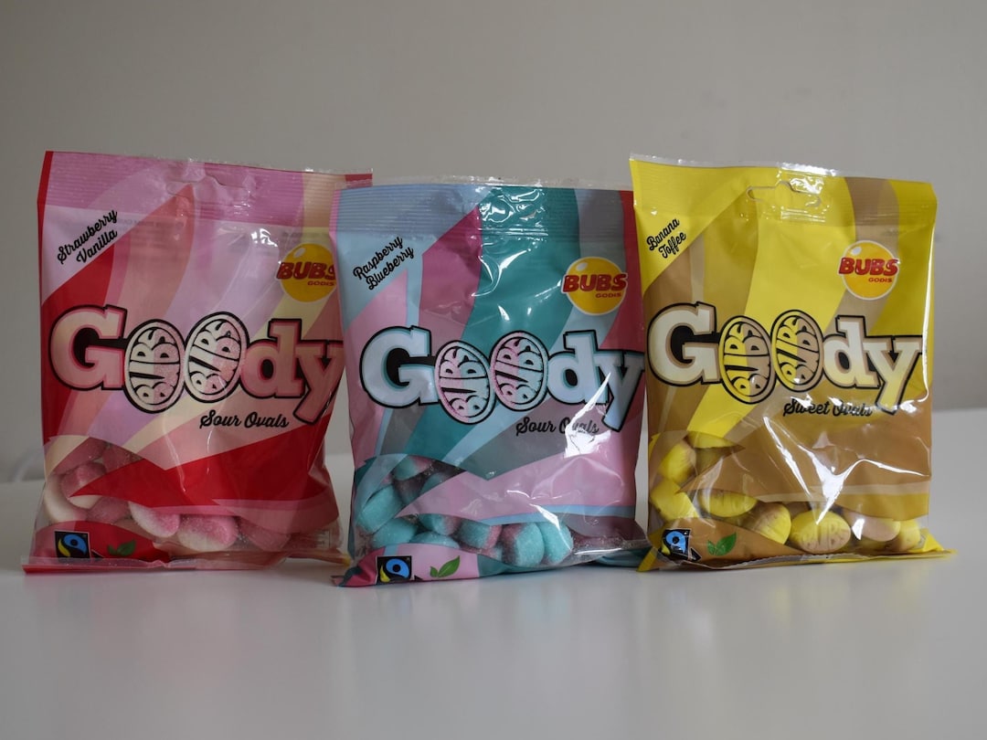 Bubs-goody Strawberry/vanilla, Raspberry/blueberry, Banana/toffee 90g ...