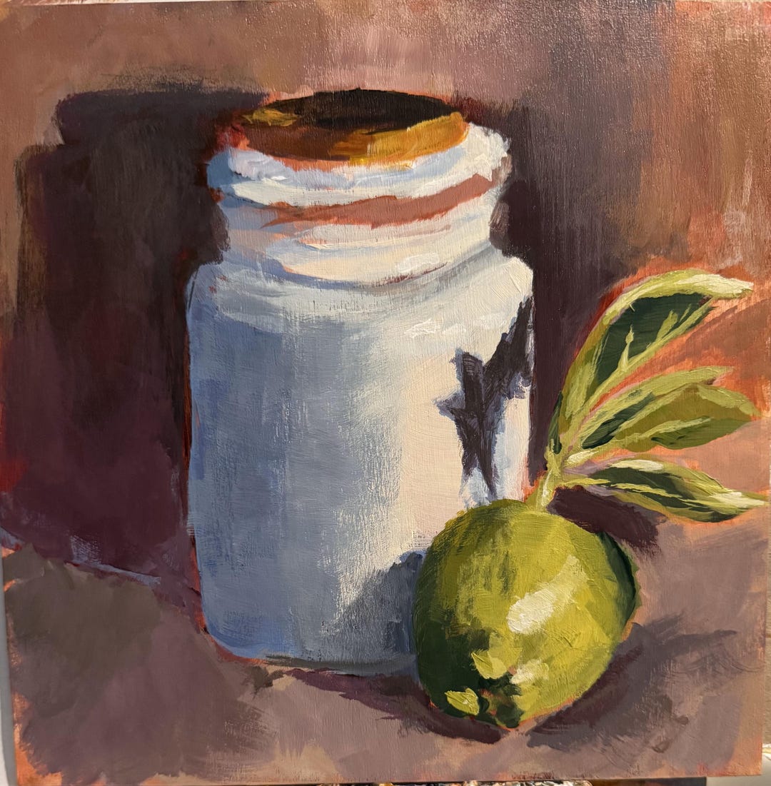 White Jug With Green Apple. Still Life. Giclee, Painting, Art, Modern ...
