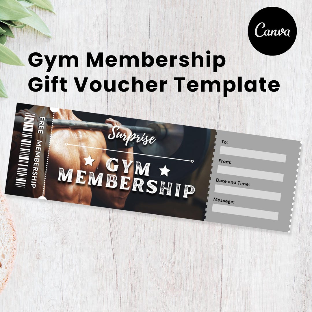 Gym Membership Gift Certificate INSTANT DOWNLOAD EDITABLE Text Gym Pass ...