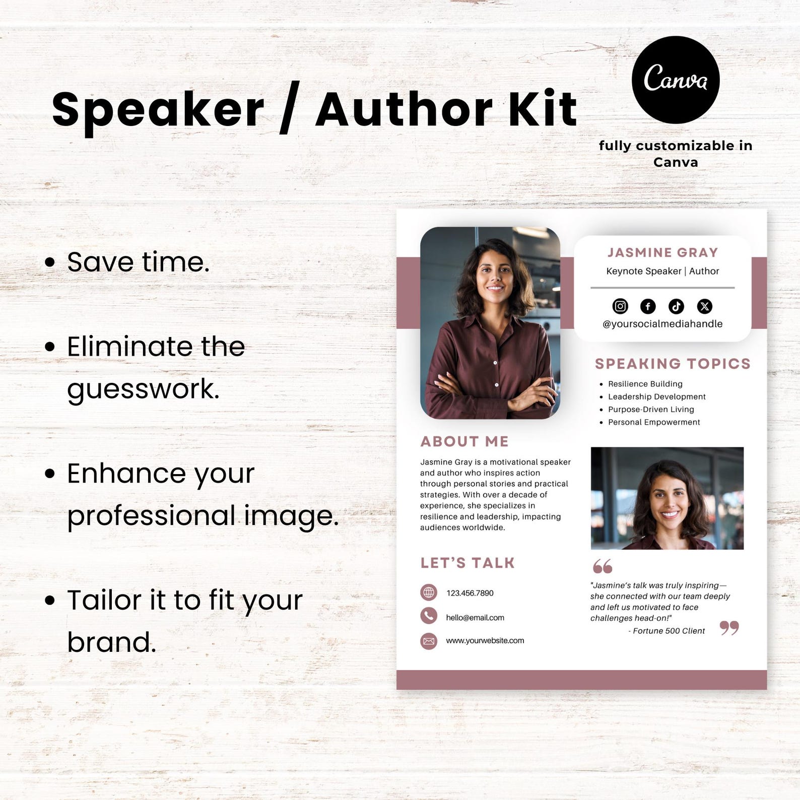 Speaker Media Kit Template, Speaker Sheet, Canva Media Kit for Keynote ...
