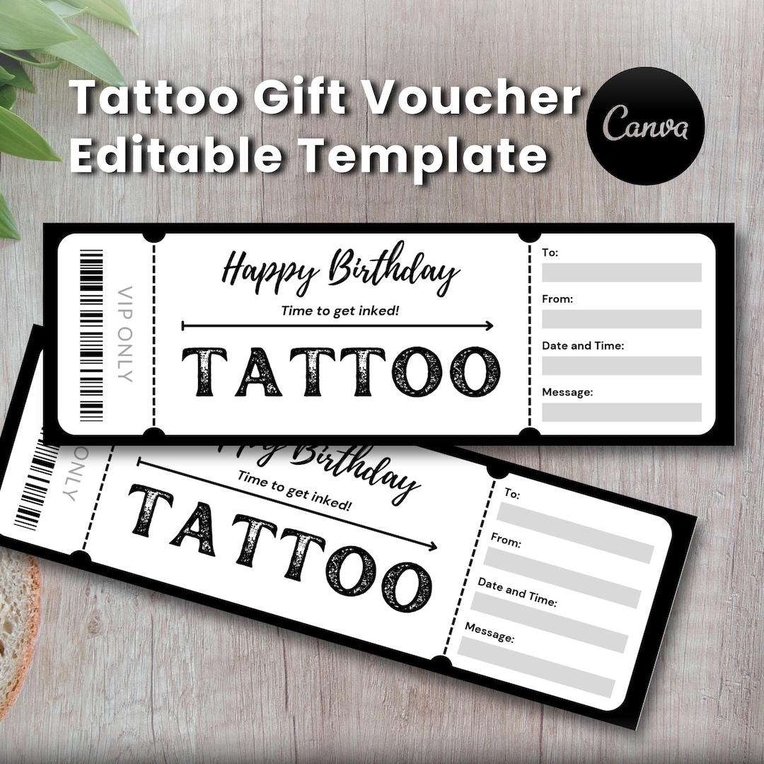 Editable Digital Tattoo Voucher, Surprise Ticket, Printable Gift ...