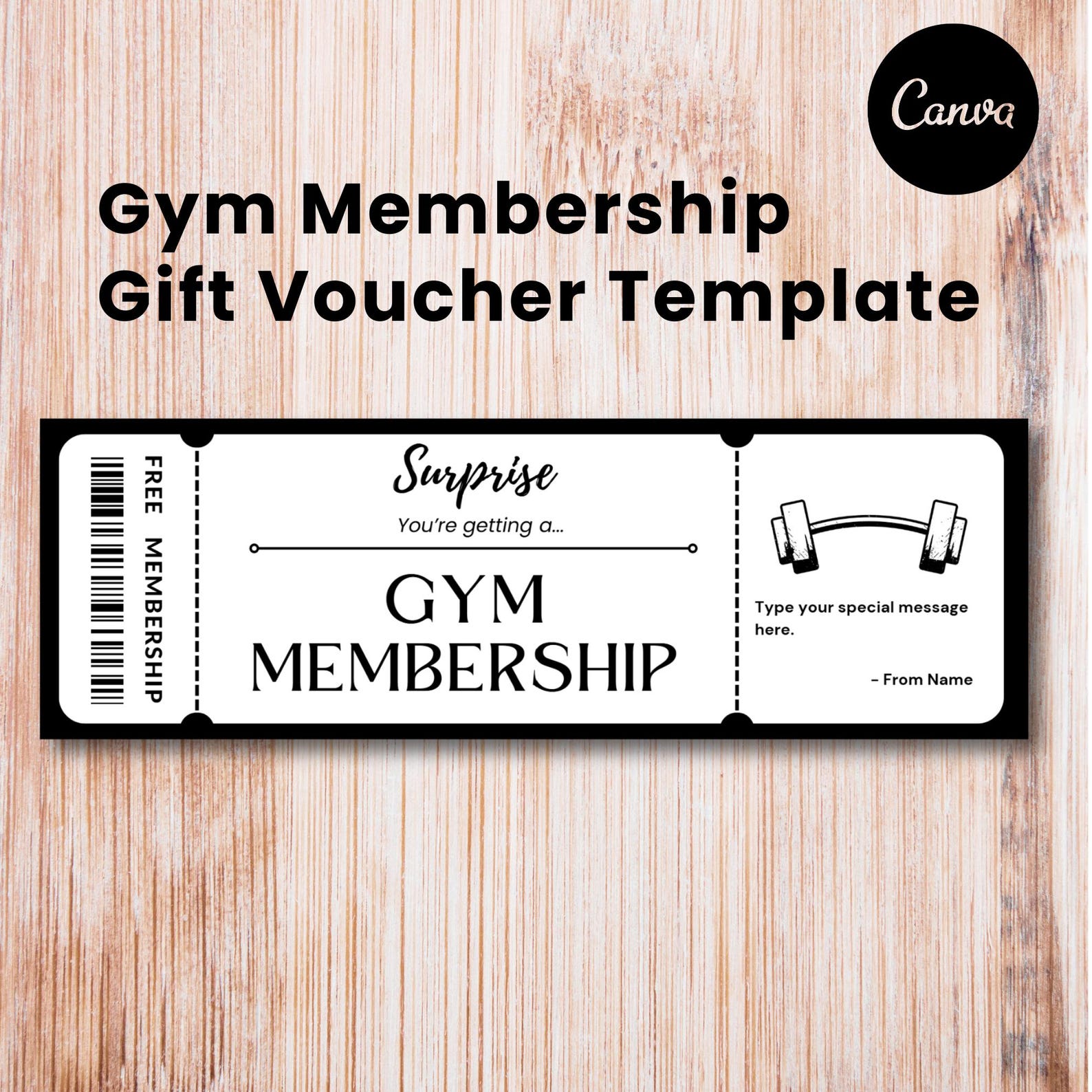 Gym Membership Gift Certificate - INSTANT DOWNLOAD - EDITABLE Text ...