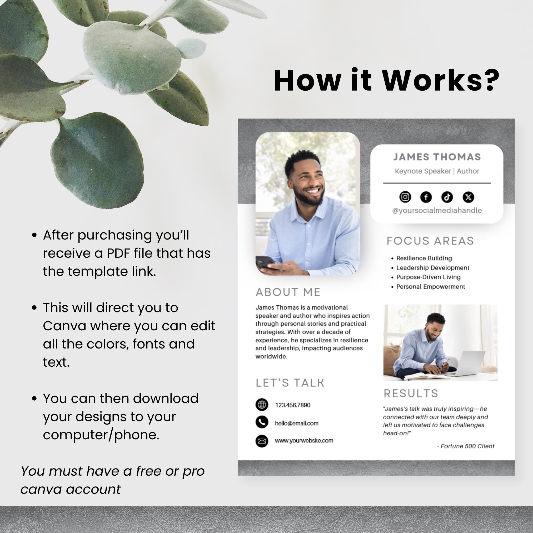 Speaker Media Kit Template, Speaker Sheet, Canva Media Kit for Keynote ...