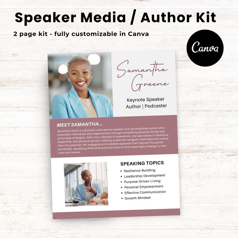 Speaker Media Kit Template, Canva Design (digital Download) - Etsy