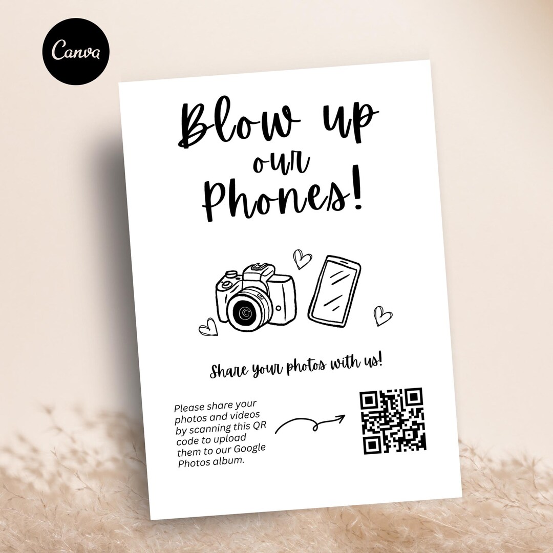 Blow up Our Phones, Photo Scavenger Hunt, Editable Wedding Game Card ...