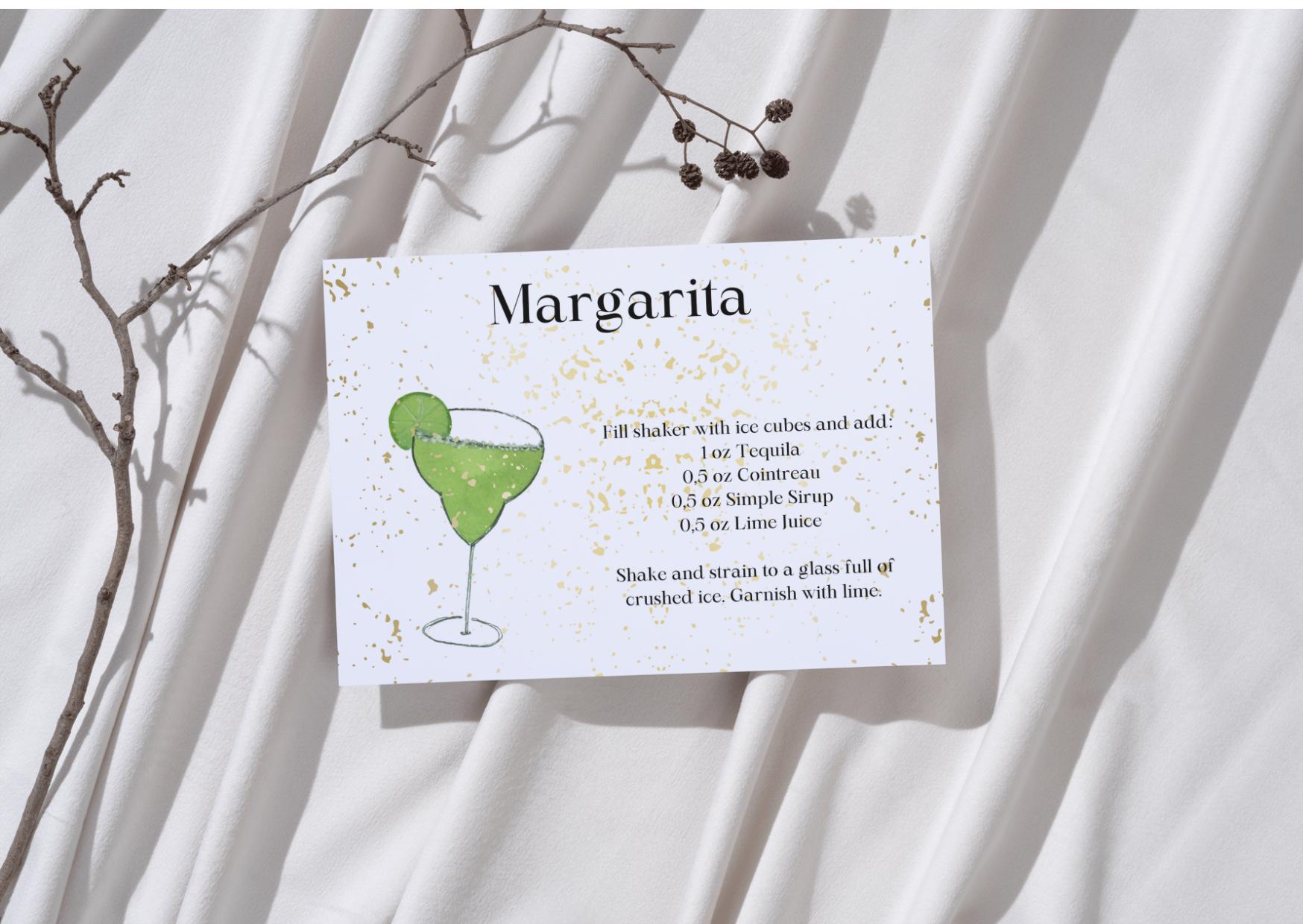 Digital Download Watercolor Art Margarita Recipe, Margarita Recipe ...