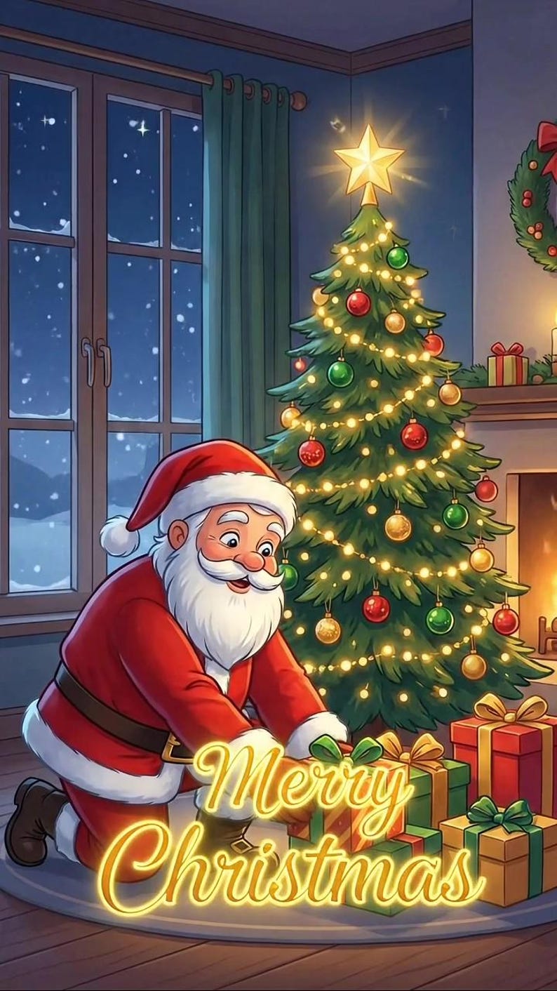 Animated Christmas Video Card for Kids – Holiday Greeting With Music - Etsy