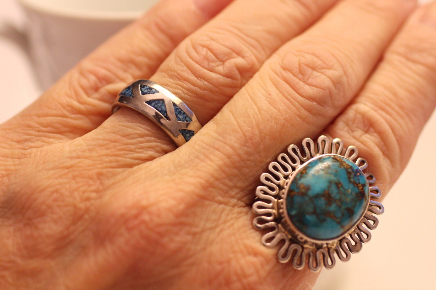 Turquoise Oval Gemstone Southwest Sterling Silver Signed 925 | Etsy