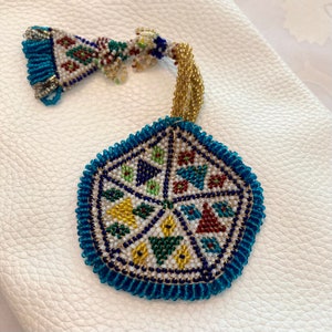 Antique Pocket Hand Beaded Pocket Watch Pouch Seed Beads Turquoise ...