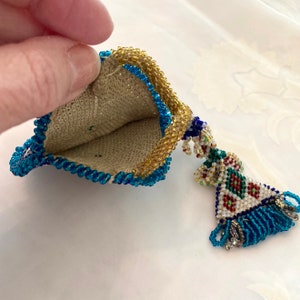 Antique Pocket Hand Beaded Pocket Watch Pouch Seed Beads Turquoise ...