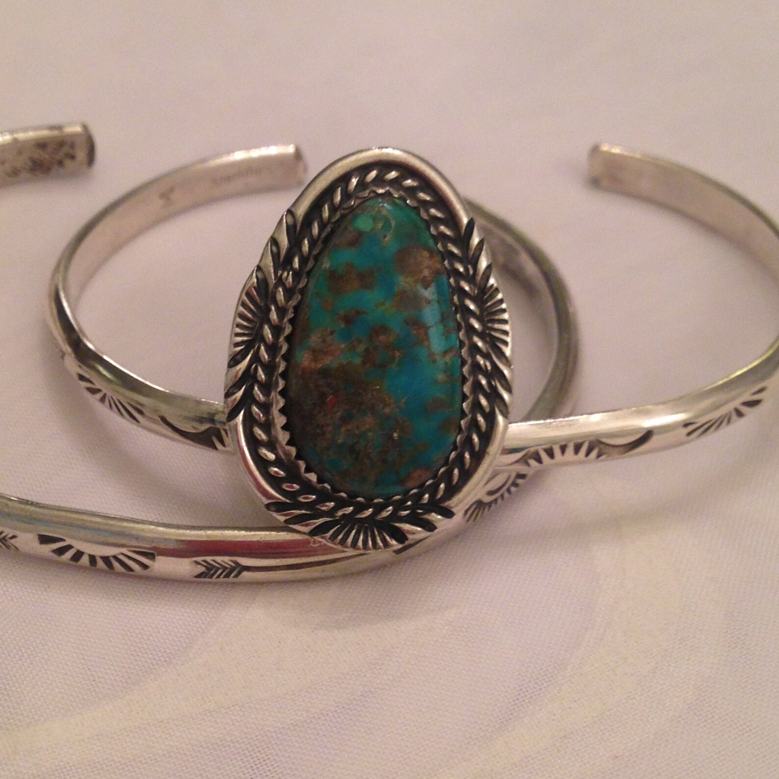 Large Turquoise Signed M Begay Ring Organic Teardrop Stone | Etsy