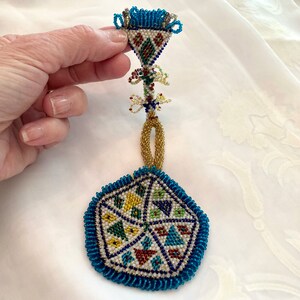 Antique Pocket Hand Beaded Pocket Watch Pouch Seed Beads Turquoise ...