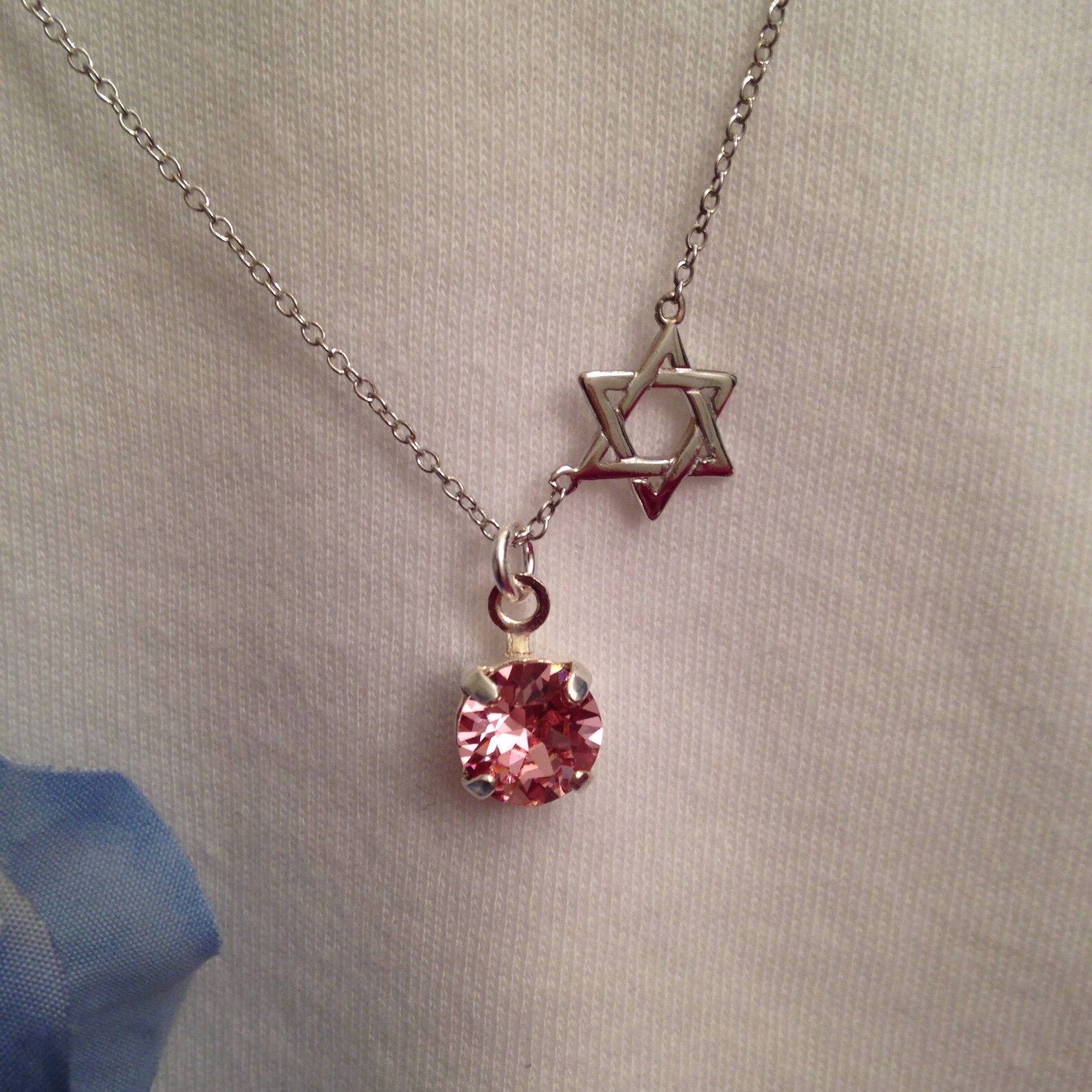 Dainty Star of David Premium Crystal Pink Crystal Dangle - Etsy