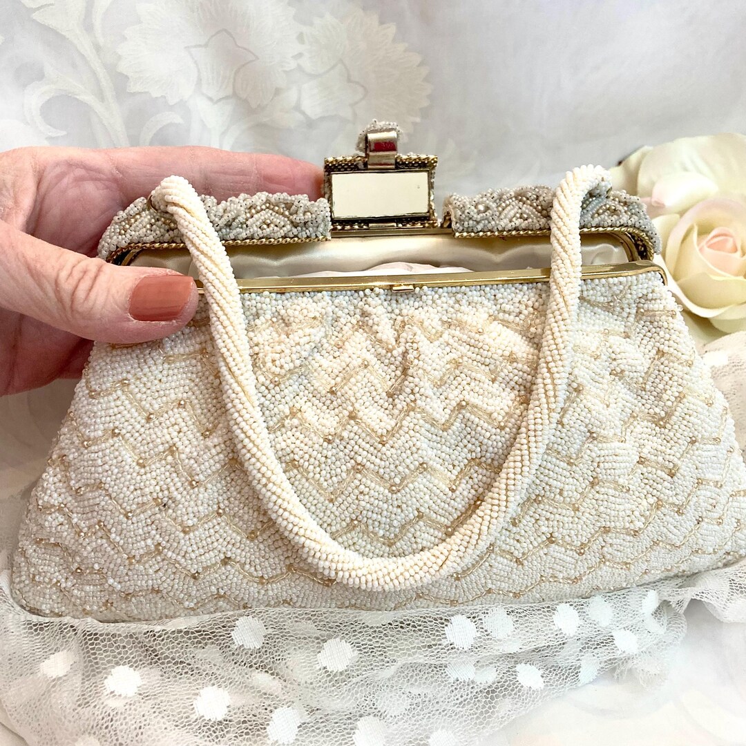 Bridal Bag Vintage Richere Hand Made Japan Hidden Flip up Mirror ...