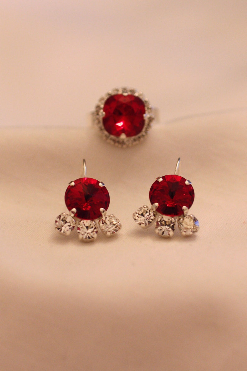 Premium Crystal Siam Red Rhinestone Ensemble Choice Halo - Etsy