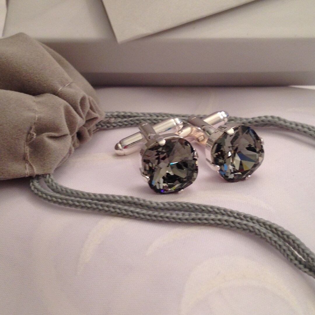 Groomsmen Gift Sets 2,4,6,8,10,12 Premium Black Diamond Crystal Cufflink Quantity Discount ...