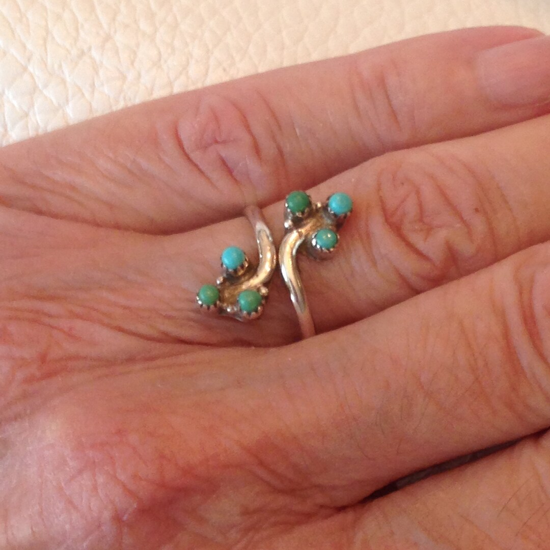Zuni Turquoise Ring Six Turquoise Stones Vintage Green and - Etsy