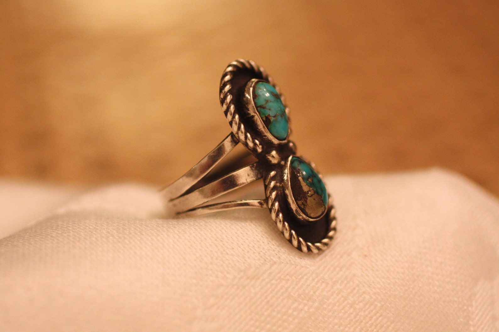 Turquoise Double Gem Ring With Silver Mineral Matrix Organic - Etsy