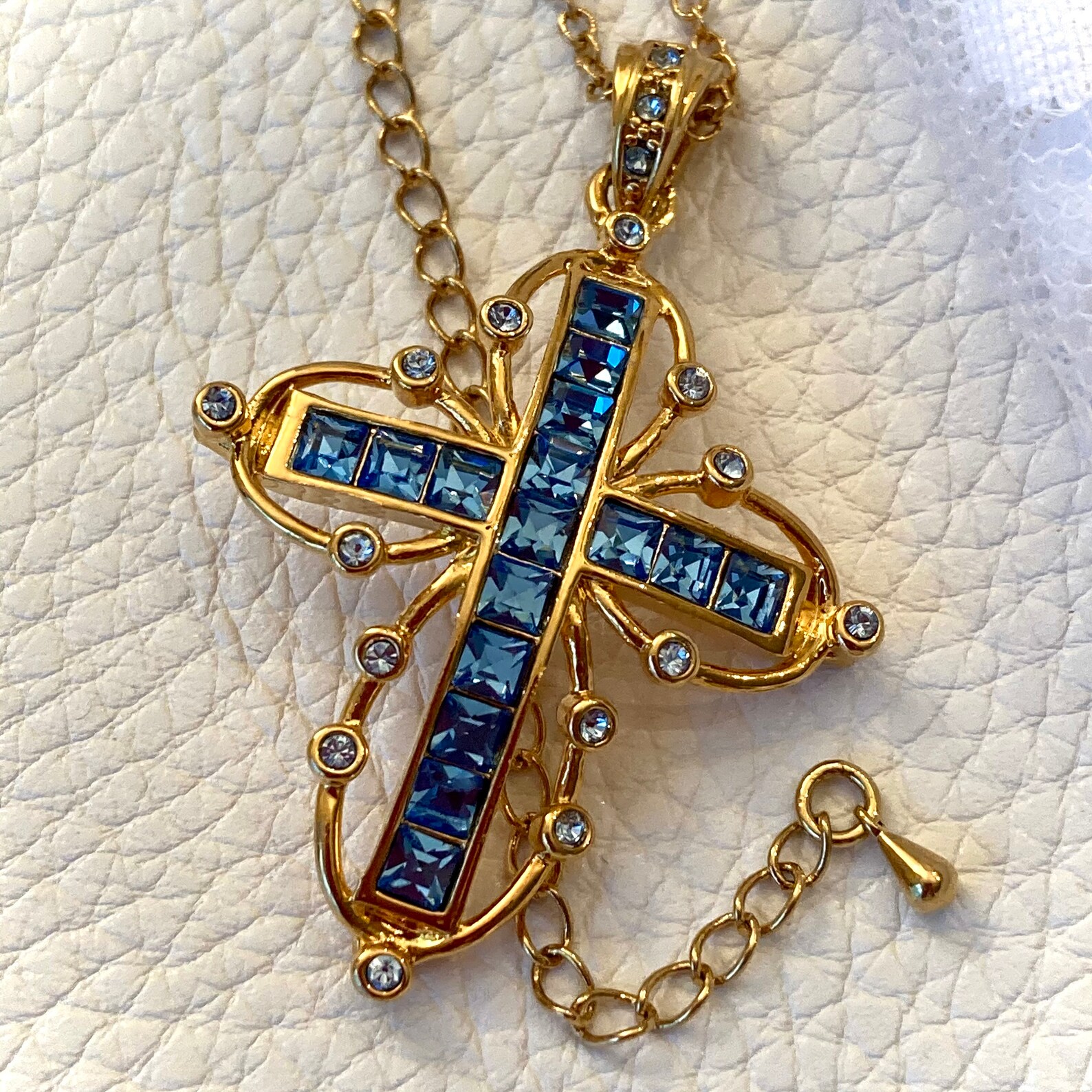 JBK Cross Jackie Kennedy Simulated Ceylon Blue Sapphire Yellow - Etsy