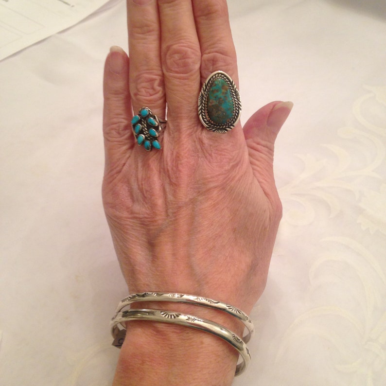 Large Turquoise Signed M Begay Ring Organic Teardrop Stone - Etsy