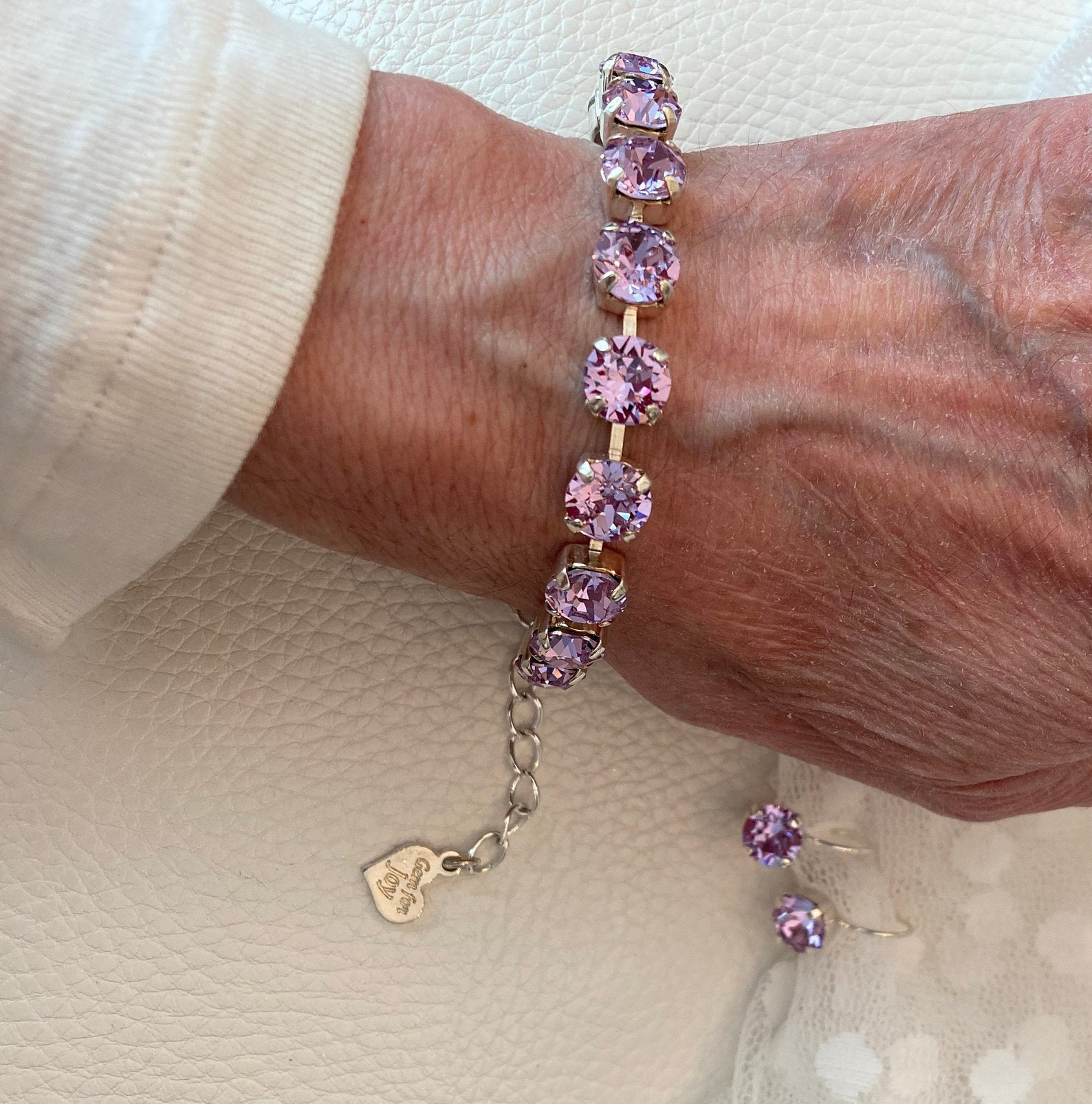 Violet Lavender Set Bracelet & Earrings Swarovski® Violet 8mm | Etsy