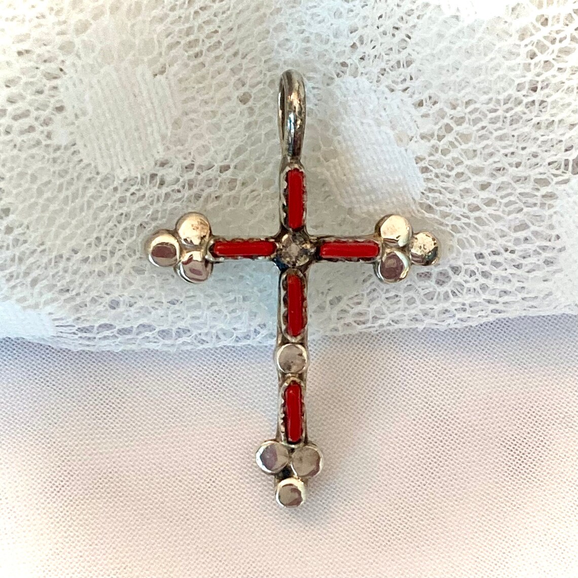 Reversible Faux Turquoise & Coral Cross Pendant Enamel Inlays - Etsy